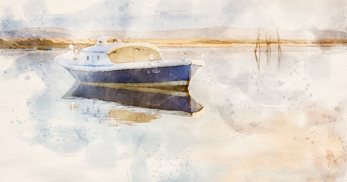 Photo : Illustration aquarelle : La pinasse du Mimbeau - Bassin d'Arcachon